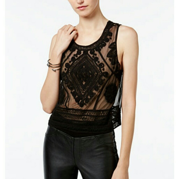 Bar III | Tops | Nwt Bar Iii Sheer Embroidered Top Lace | Poshmark
